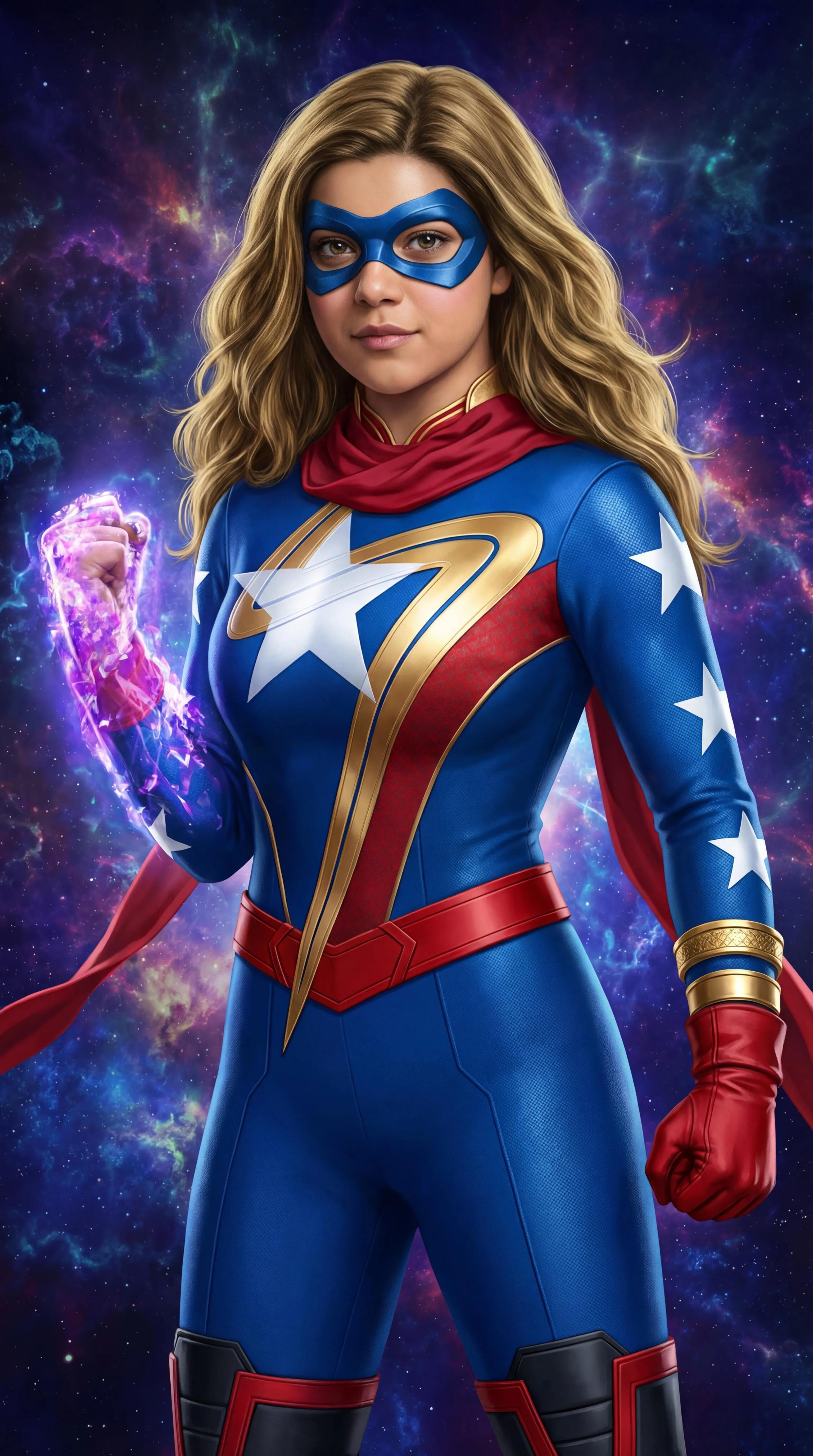 Stargirl (portrayed by Sarah Grey) and Ms. Marvel (portrayed by Iman ...