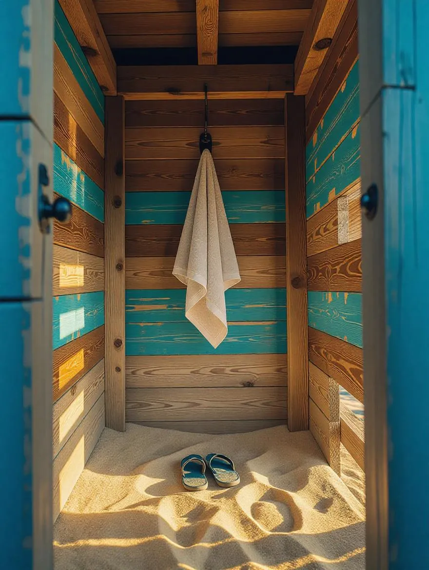 AI-Generated Beach Changing Cabin & Weathered Wood Photorealistic ...