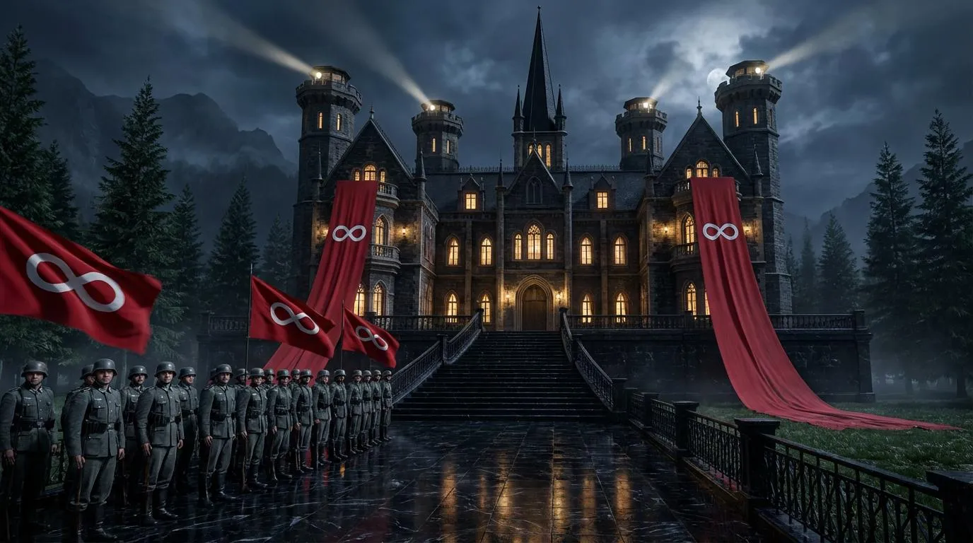 AI-Generated Gothic Mansion Infinity Sign German Soldiers 1940s ...